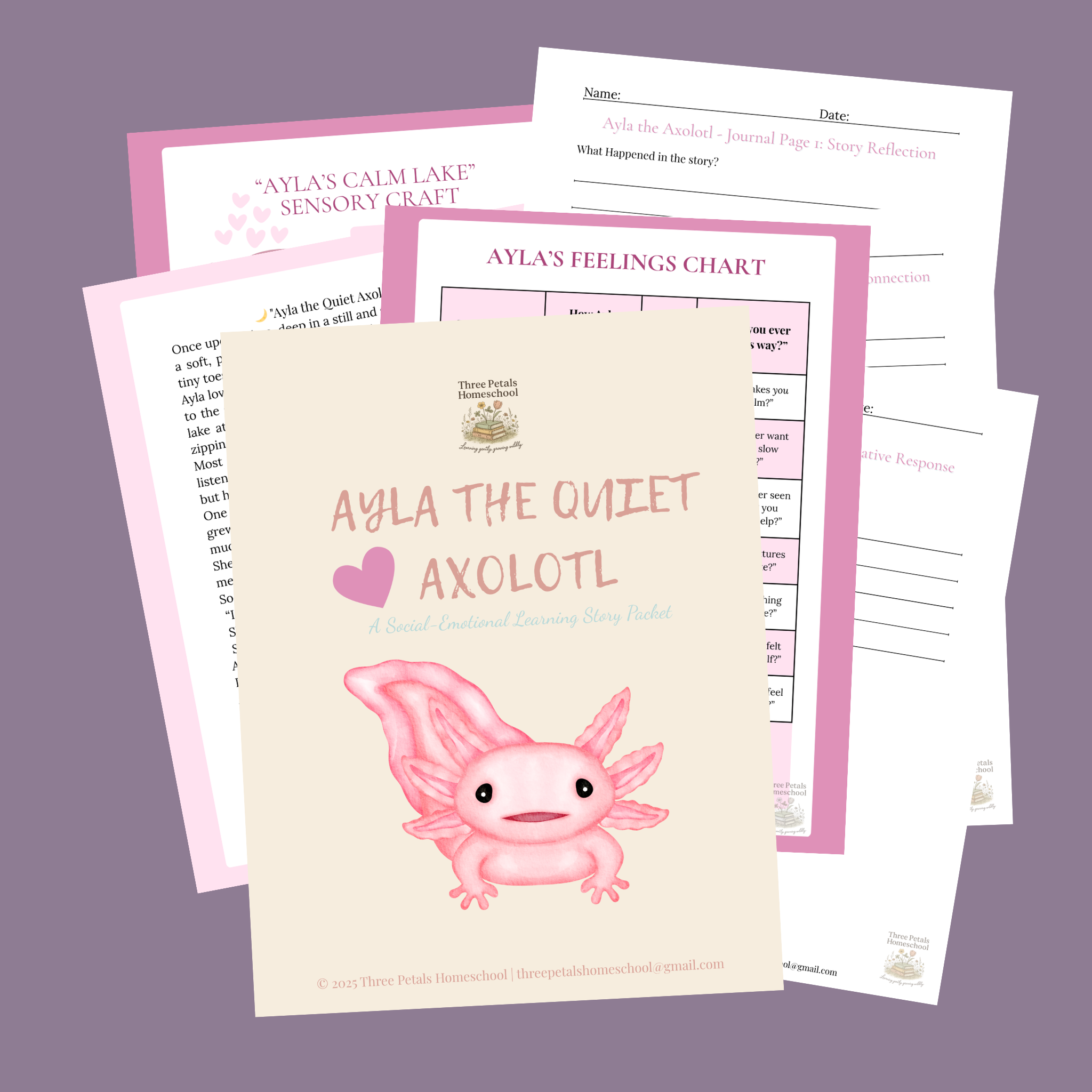 Ayla the Quiet Axolotl - SEL Packet - Three Petals Homeschool