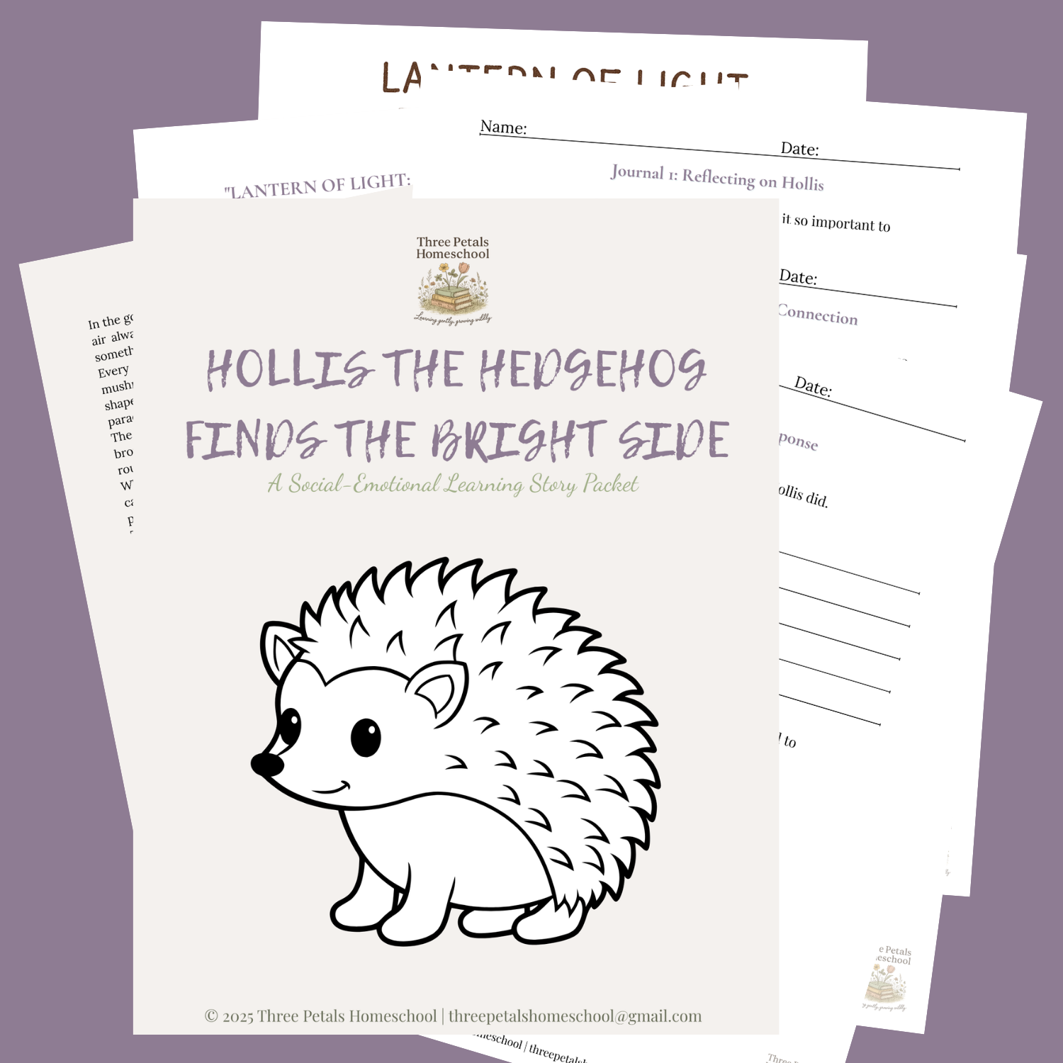 Hollis the Hedgehog finds the brightside - Three Petals Homeschool
